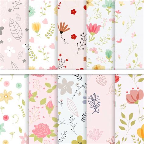Premium Vector Set Of Seamless Patterns Flower