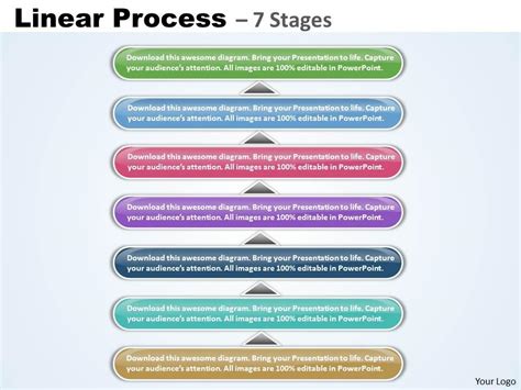 Linear Process With 7 Stages PowerPoint Slide Template Presentation Templates PPT Layout