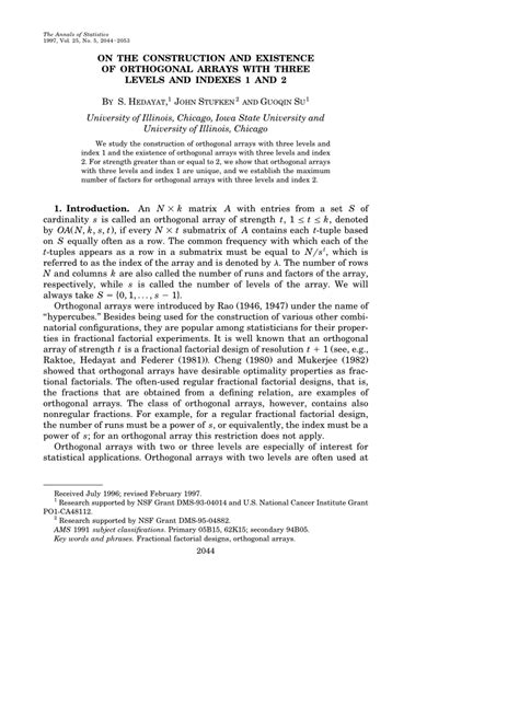pdf on the construction and existence of orthogonal arrays with three levels and indexes 1 and 2
