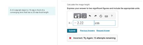 Solved Calculate The Image Height Express Your Answer To Chegg