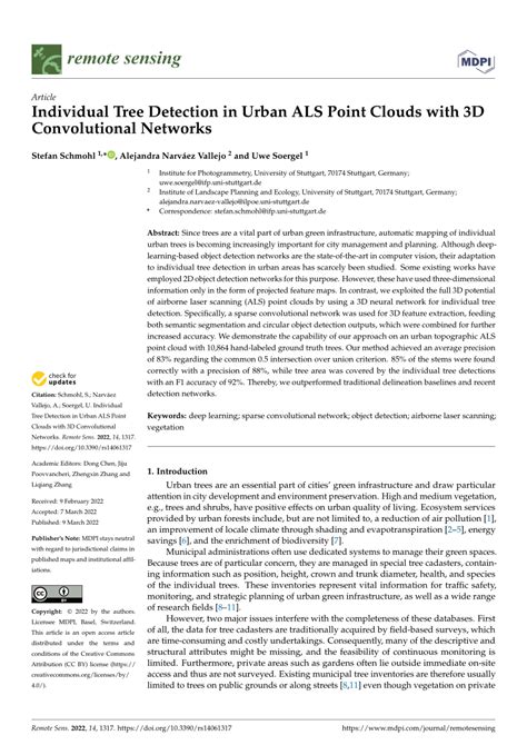 Pdf Individual Tree Detection In Urban Als Point Clouds With 3d Convolutional Networks