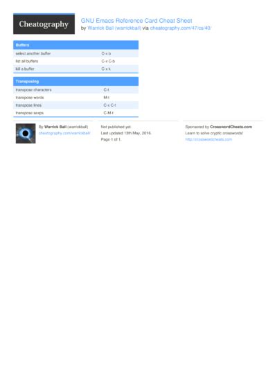 53 emacs cheat sheets cheat sheets for every occasion