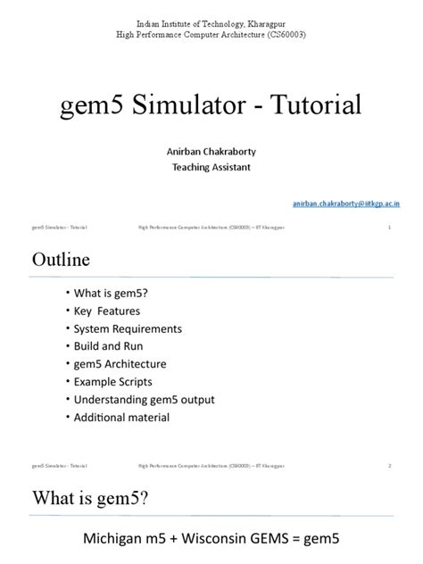 Gem5 Simulator Tutorial Indian Institute Of Technology Kharagpur High Performance Computer