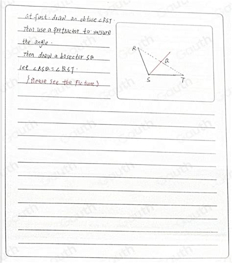 Solved Construction 4 Draw An Obtuse ∠ Rst And Construct Its Angle Bisector [geometry]