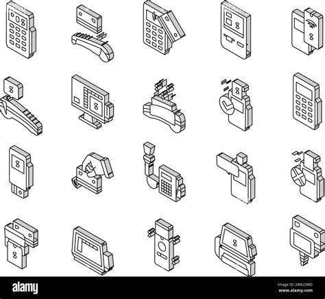 Pos Terminal Device Collection Isometric Icons Set Vector Stock Vector Image And Art Alamy