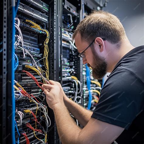 It Professionals Setting Up And Configuring Network Infrastructure In A