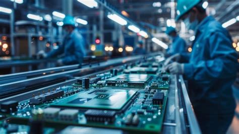 A Group Of Workers Are Assembling Computer Parts In A Factory Premium A Group Of Workers Are Assembling Computer Parts In A Factory Premium