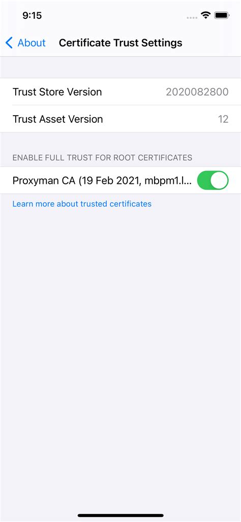 cannot install proxyman ca root certificate to ios 14 5 beta3
