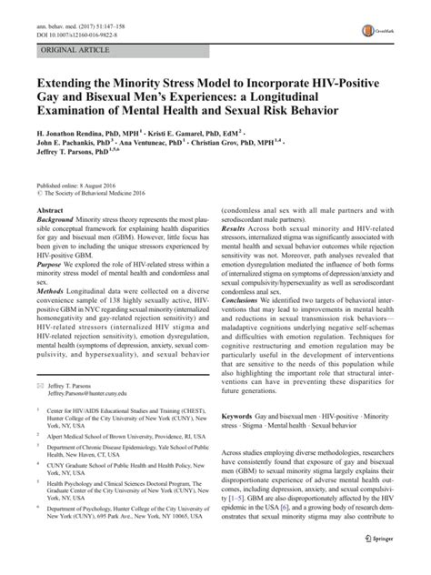 Longitudinal Examination Of Mental Health And Sexual Risk Behavior