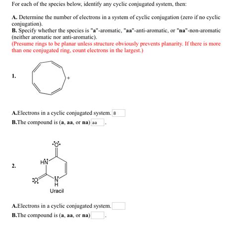 Solved For Each Of The Species Below Identify Any Cyclic