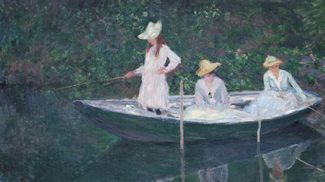 배경 화면 보트에 있는 세 소녀 유화 클로드 모네 2560x1920 그림 이미지