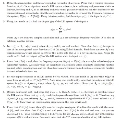 Solved 1 Define The Eigenfunction And The Corresponding