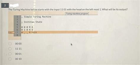Solved 2 The Turing Machine Below Starts With The Input 1101