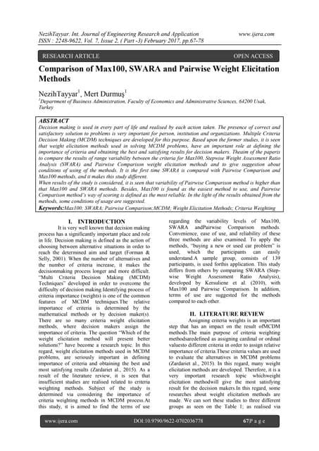 Application Of Improved Best Worst Method Bwm In Real World Problems Pdf