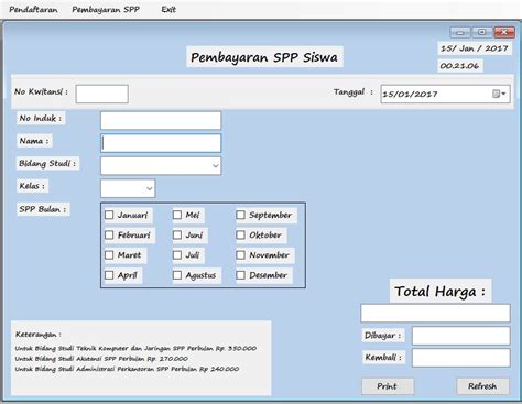 Program Pembayaran Spp Sekolah Vb Net