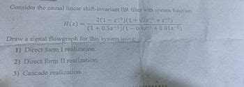 Answered Consider The Causal Linear Shift Invariant IIR Filter With