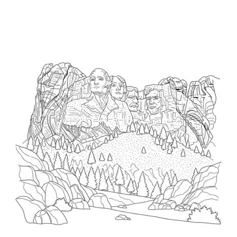 Mount Rushmore Coloring Pages U S History And American Landmarks Coloring