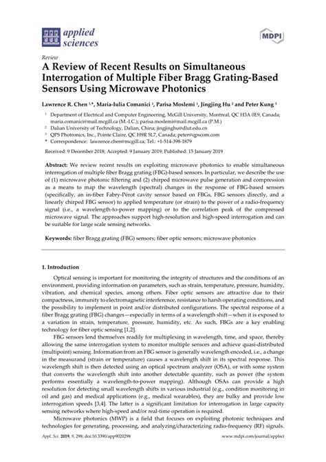 Pdf A Review Of Recent Results On Simultaneous Interrogation Of Multiple Fiber Bragg Grating