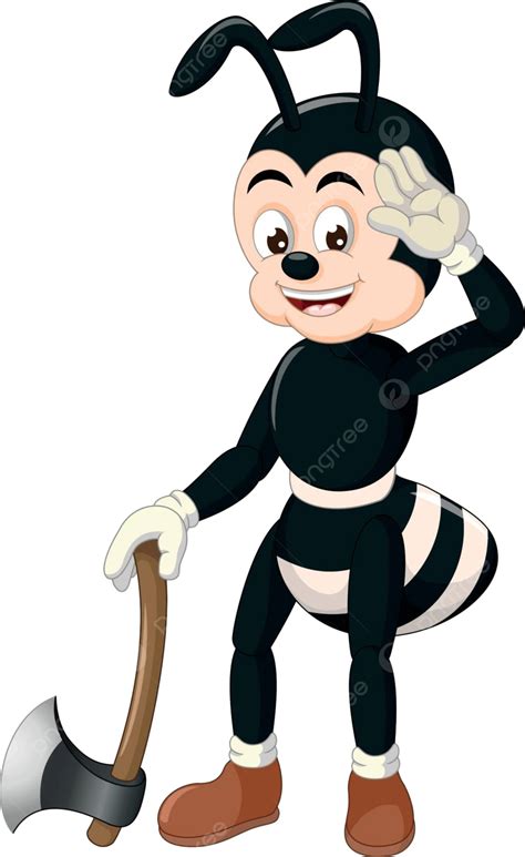 Black Ant With Axe Cartoon Creative Cartoon Character Illustration
