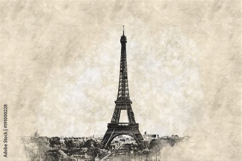 Pen And Ink Sketch Of The Eiffel Tower Paris Stock Illustration Adobe Stock