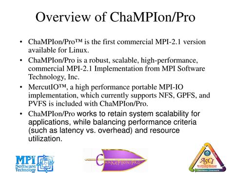 Ppt Championpro Tm A High Performance Multithreaded Portable Mpi 2 Implementation For Asci