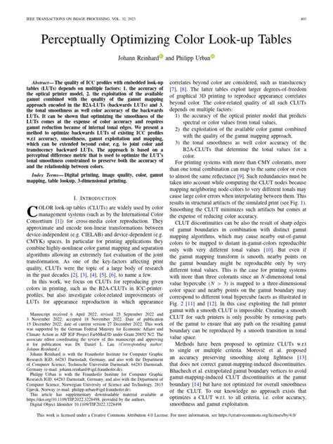 Perceptually Optimizing Color Look Up Tables Pdf Color