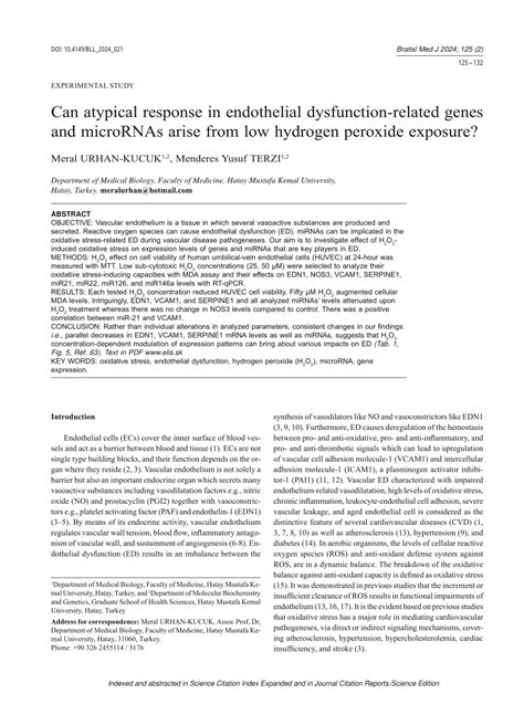 Pdf Can Atypical Response In Endothelial Dysfunction Related Genes And Micrornas Arise From