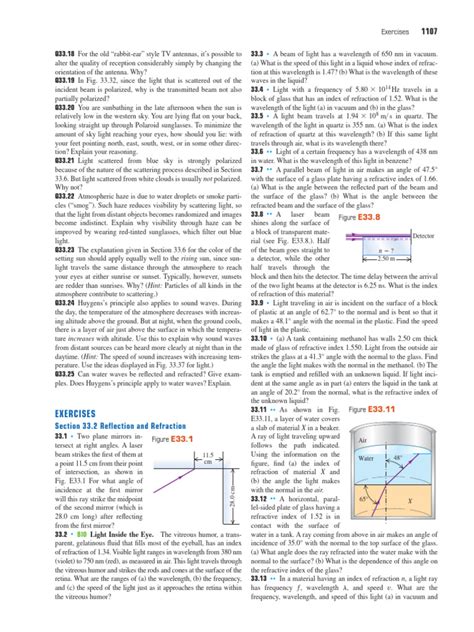 Reflection And Refraction Problems Pdf Refraction Light