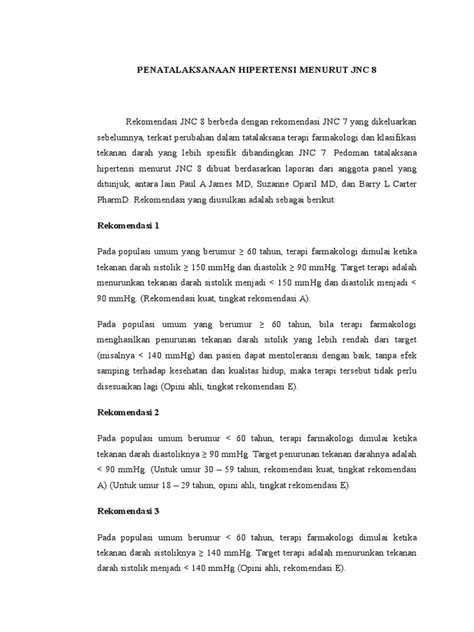 Penatalaksanaan Hipertensi Menurut Jnc 8 Pdf