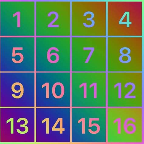 Colourful 15 Puzzle Sliding Puzzle On Sliding Tiles