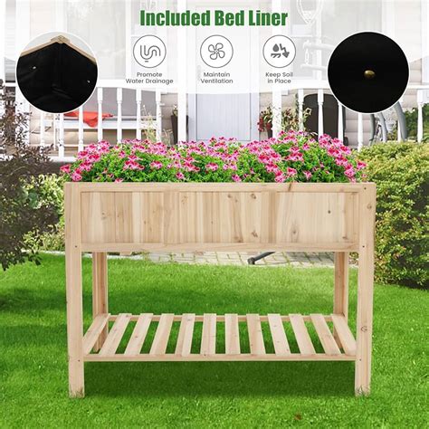 Outdoor Garden Bed Stand Giantex Wood Planter With Trellis Standing