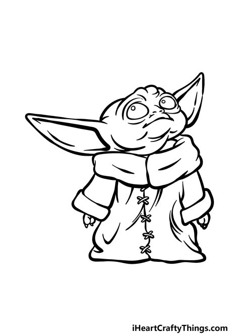 Yoda Black And White Drawing