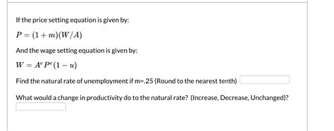 Solved If The Price Setting Equation Is Given By P 1