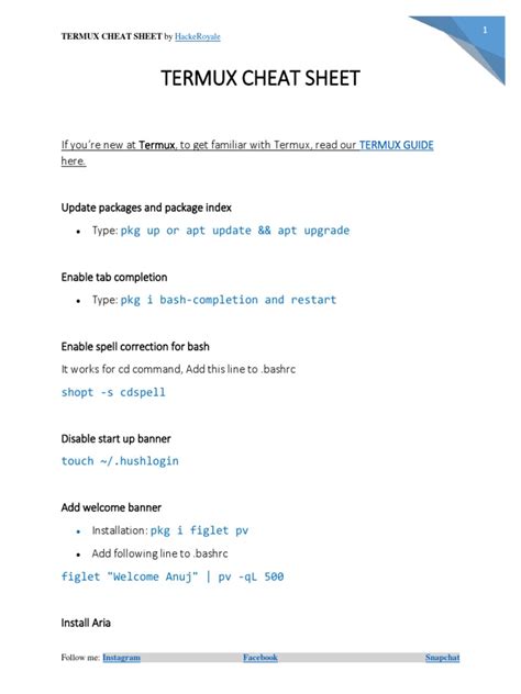 Termux Cheat Sheet Pdf Application Layer Protocols Computer Architecture