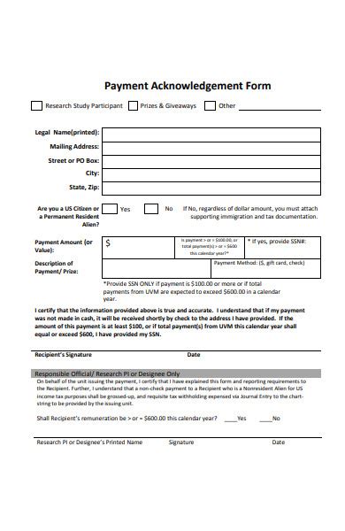 Free 51 Acknowledgment Forms In Pdf Ms Word