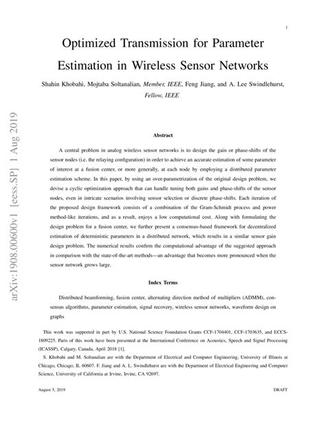 Optimized Transmission For Parameter Estimation In Wireless Sensor Networks Deepai