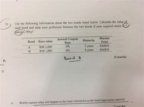 Solved B Use The Following Information About The Two Bonds