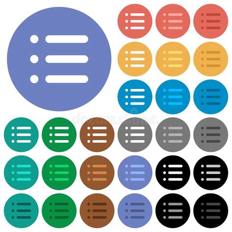 Unordered List Round Flat Multi Colored Icons Stock Vector