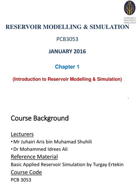 Ch 1 Introduction To Reservoir Modelling Simulation Pdf Enhanced