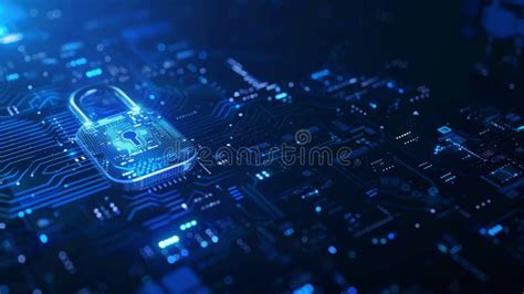 Digital Access Lock Dark Blue Business And Technology Background Data