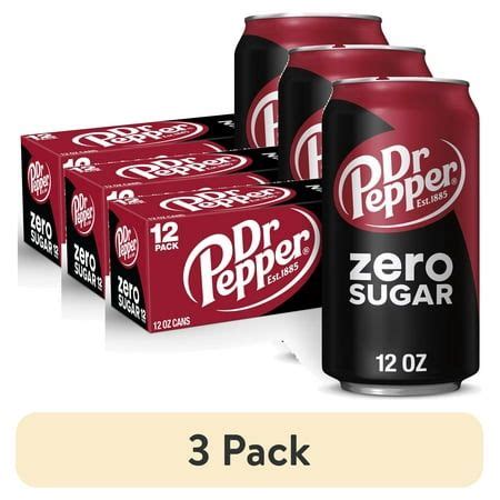 3 Pack Dr Pepper Zero Sugar Soda Pop 12 Fl Oz 12 Pack Cans