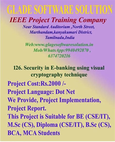Security In E Banking Using Visual Cryptography Technique Dot Net At Rs 2000 Month In