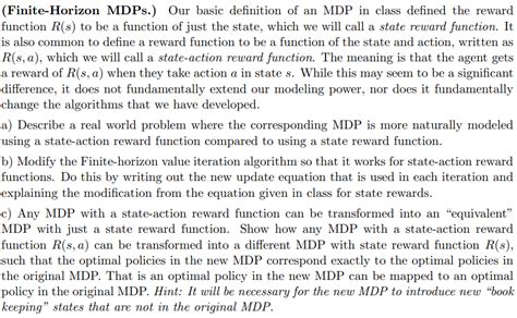 Finite Horizon Mdps Our Basic Definition Of An Mdp