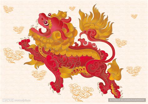 传统麒麟图纹设计图 花边花纹 底纹边框 设计图库 昵图网