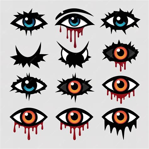 Creepy Eye Illustrations With Dripping And Cracked Effects Premium Ai