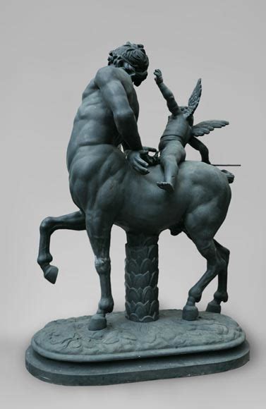 Old Centaur Teased By Eros Antique Garden Statue In Cast Iron Statues