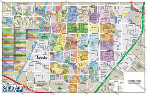 Santa Ana Map Orange County Ca 3 Versions Full North And South F