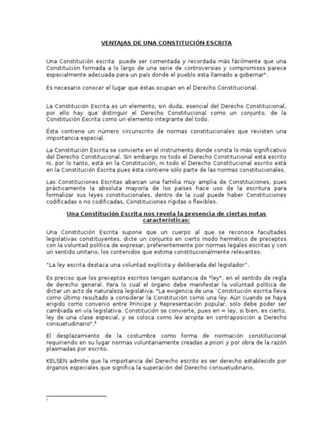 Ventajas Y Desventajas De Una Constitución Escrita Constitución Ley