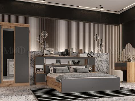 Z Спальный гарнитур Бася Графит Дуб Крафт Миф