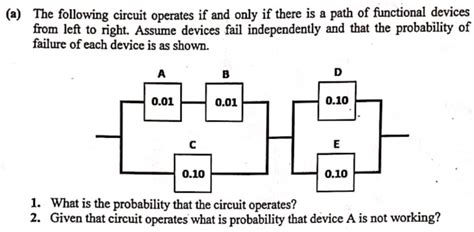 Solved A The Following Circuit Operates If And Only If Chegg